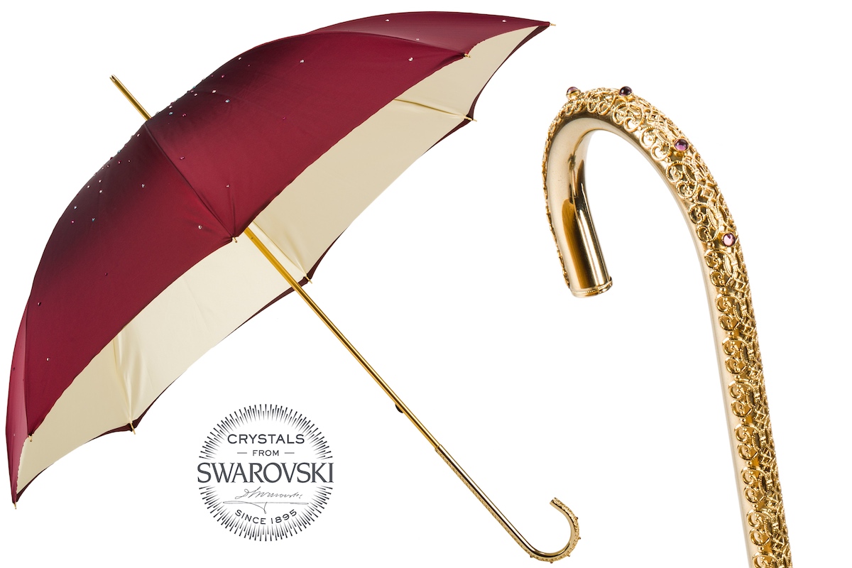 Pasotti Burgundy Swarovski® Umbrella, Double Cloth - Bicolor Swarovski ...