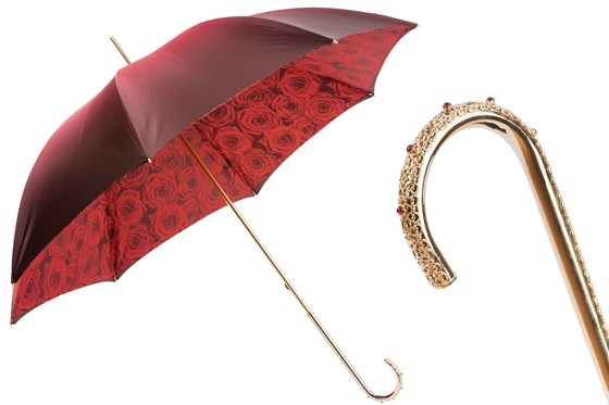 Pasotti Red Roses Umbrella, Double Cloth - Beautiful Umbrellas