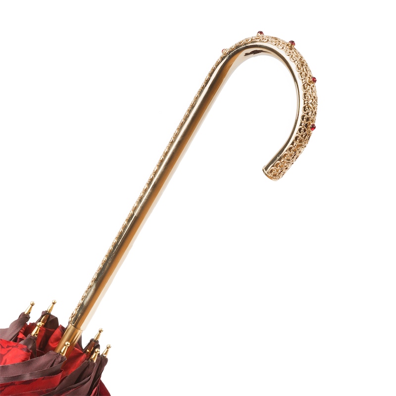 Pasotti Red Roses Umbrella, Double Cloth - Beautiful Umbrellas