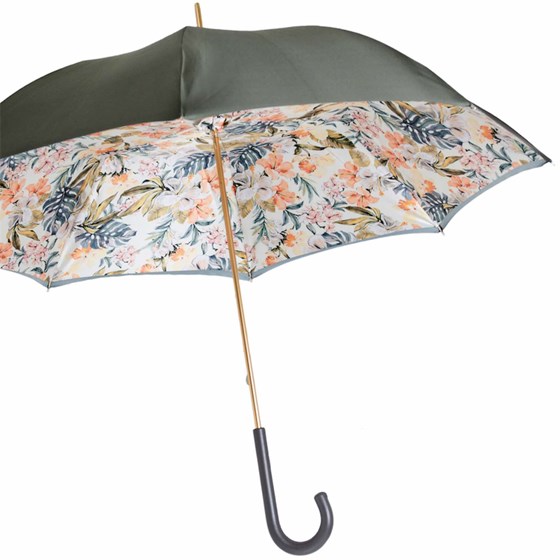 189 9L578-6 P - Grey Umbrella with Flowers on the Inside