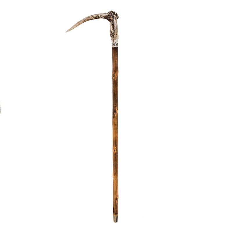 Pasotti Deer Antler Cane with Chestnut Shaft and Horn End - Unique Canes