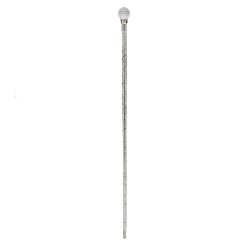 Pasotti Crystal Ball Cane, Silver Shaft - Luxury Walking Canes
