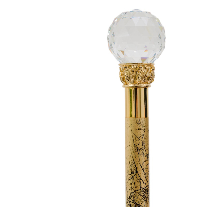 Pasotti Crystal Ball Cane, Gold Shaft - Unique Canes