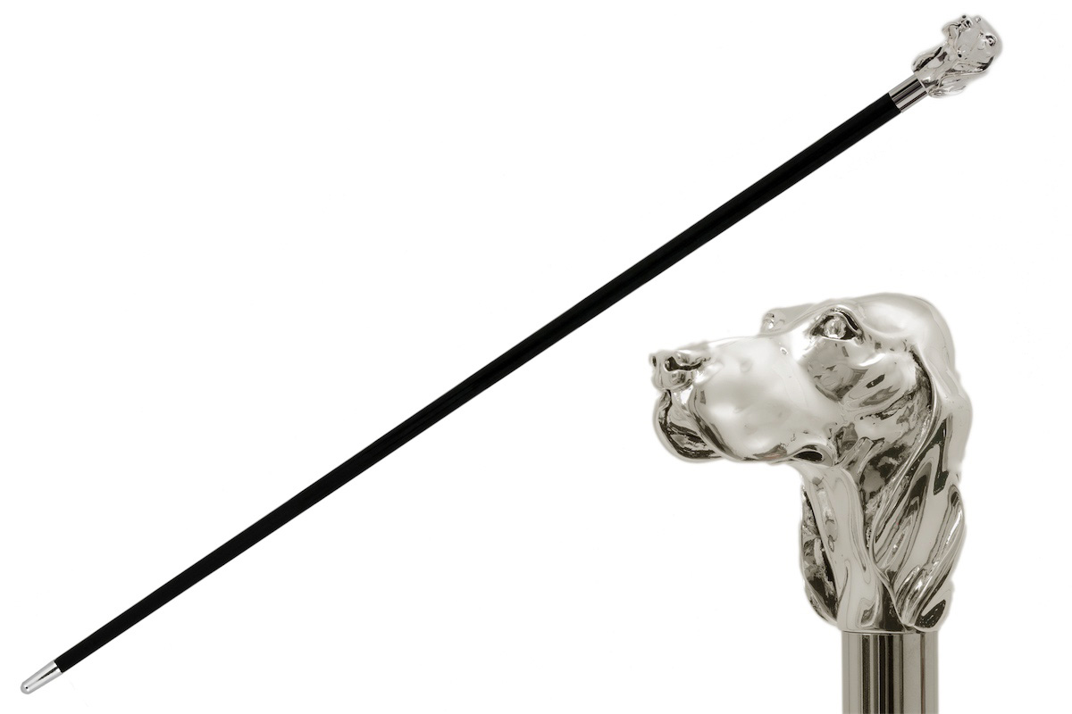 Pasotti Silver Dog Cane - Silver Canes